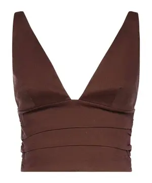 Pinko Cropped Vest With V-neck - Brown