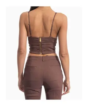Pinko Cropped Vest With V-neck - Brown
