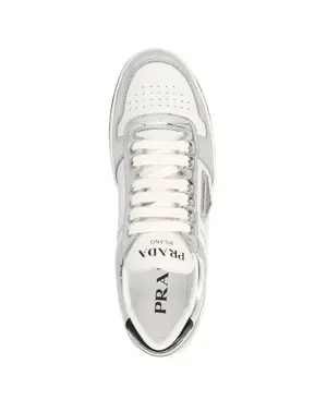 Prada Tie Metallic Leather Sneakers