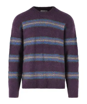 Dries Van Noten Striped Crewneck Jumper - Purple