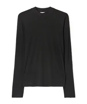 Filippa K Lyocell Cashmere Mock Neck Top - Black