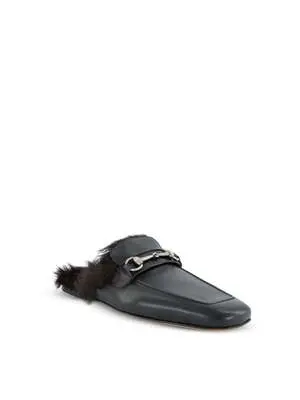 Gucci Leather Loafer Mules With Fur Trim