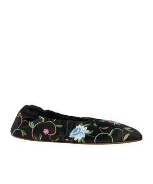 Kenzo Ballet' Ballerinas In Embroidered Satin - Black
