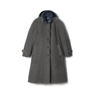 Miu Miu Single-breasted Fleece Coat With Detachable Hood