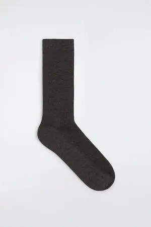 Cos Merino Wool Ribbed-knit Socks - Brown