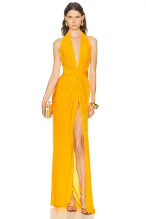 Alex Perry Halter Twist Gown - Marigold
