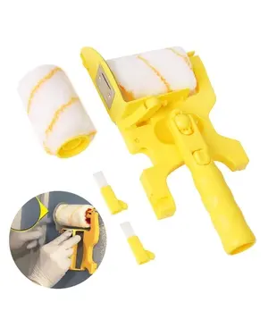 XDOVET Paint Edger Roller Brush Multifunctional Hand-held Portable Tool Kit Pole Mountable Wall Ceiling Painting - Yellow