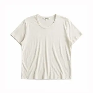NOEND Neutrals Cotton Modal Slub Crew Tee In Ivory - White