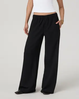 Vuori Vuori Sander Elastic Waist Trouser - Wide Leg, Mid Rise Black