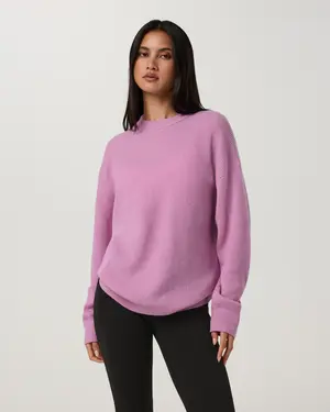Vuori Milie Cashmere Oversized Rib Crew Neck T-shirt - Light Bloom
