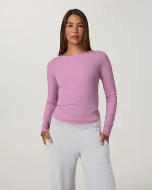 Vuori Long Sleeve Pose Subtle Scoop Top - Light Bloom