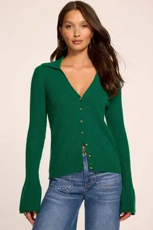 Ramy Brook Cathy Cashmere Cardigan Sweater - Deep Emerald