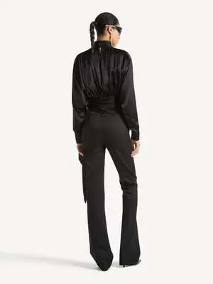 Balmain Silk Satin Blouse With Tie Detail