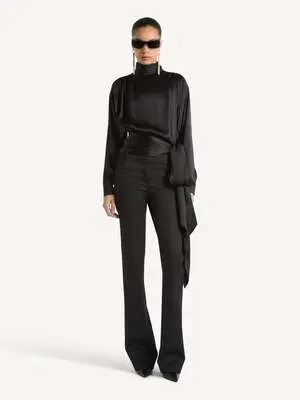 Balmain Silk Satin Blouse With Tie Detail