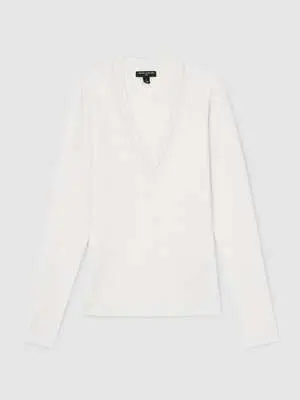 ATELIER Silk-blend Knit V-neck Jumper - Ivory