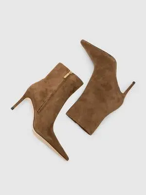 ATELIER Suede Zip Up Heeled Ankle Boots