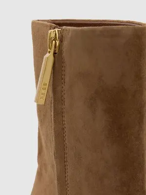 ATELIER Suede Zip Up Heeled Ankle Boots