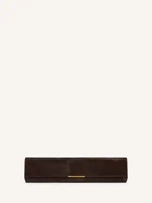 Balmain Long Pony-effect Leather Clutch Bag - Dark Brown