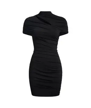 Balmain Draped Jersey Bodycon Dress - Black