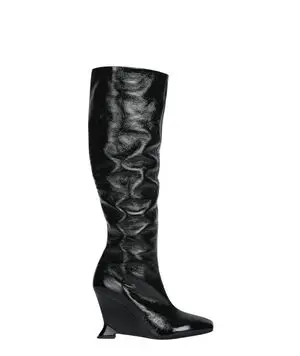 Balmain Wedge Boots In Crinkled Patent Leather