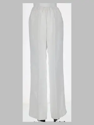 120% Lino Wide Leg Linen Trousers - White