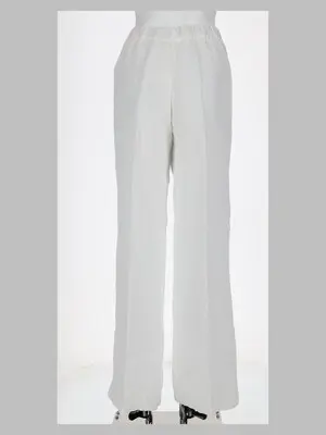 120% Lino Wide Leg Linen Trousers - White