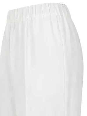 120% Lino Wide Leg Linen Trousers - White