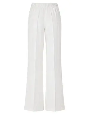 120% Lino Wide Leg Linen Trousers - White