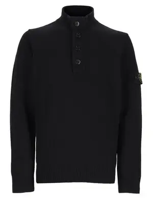 Stone Island Maglia Con Bottoni E Patch Logo