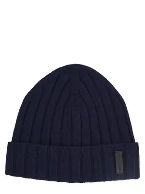 Emporio Armani Ribbed Folded Beanie - Blue
