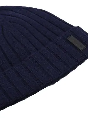 Emporio Armani Ribbed Folded Beanie - Blue