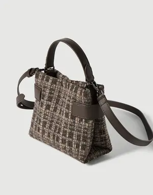 Brunello Cucinelli Essence Small Top-handle Bag In Suede With Precious Check Embroidery