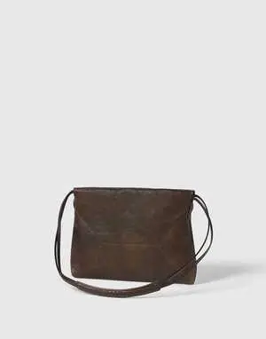 Brunello Cucinelli Lizard-effect Calfskin Pouch Bag - Rust-brown