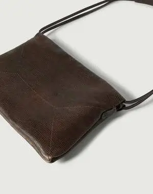 Brunello Cucinelli Lizard-effect Calfskin Pouch Bag - Rust-brown