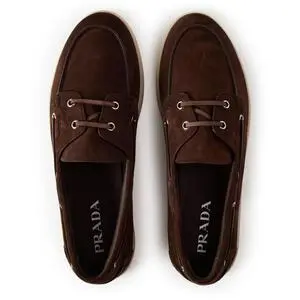 Prada Suede Boat Shoes - Brown