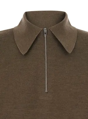 Phoebe Philo Long-sleeved Zip-up Polo Shirt - Brown
