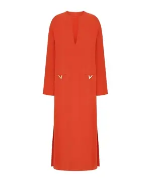 Valentino Garavani V Gold Straight Hem Midi Dress