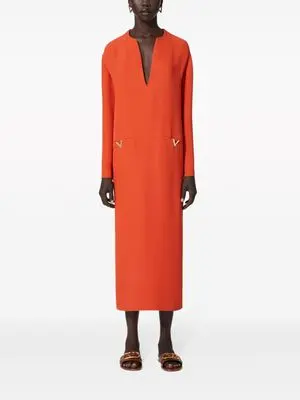 Valentino Garavani V Gold Straight Hem Midi Dress