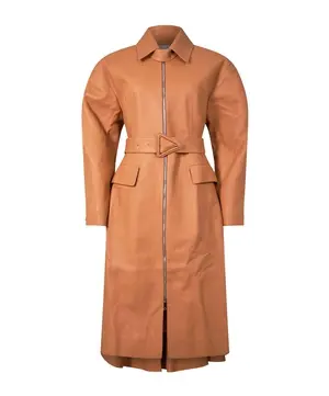 Bottega Veneta Point-collar Leather Long Coat