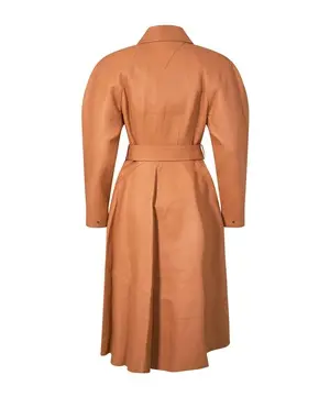 Bottega Veneta Point-collar Leather Long Coat