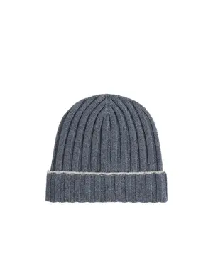 Brunello Cucinelli Ribbed Cashmere Beanie - Sky-blue