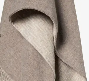 Fendi Dove Grey Ff Zucca Wool And Cashmere Poncho