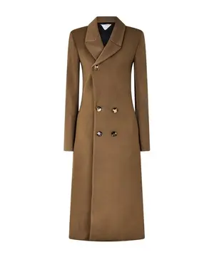 Bottega Veneta Notched Lapel Long Overcoat