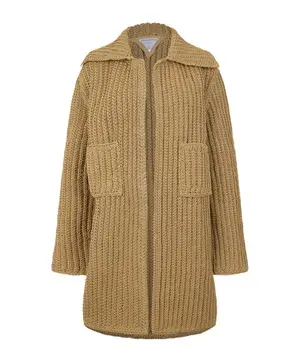 Bottega Veneta Crochet Knit Mid-length Coat - Brown
