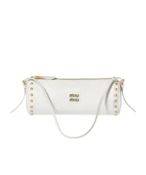 Miu Miu Studded Leather Pouch - White