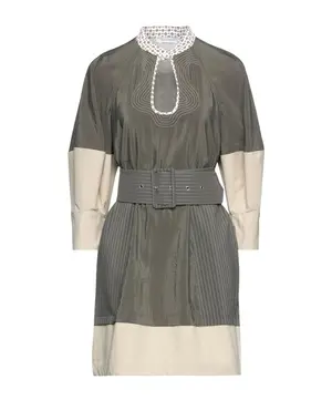 Chloé Multicolor Stand-collar Dress With Belt