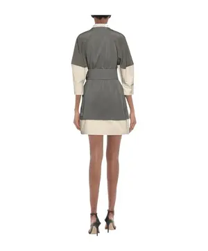 Chloé Multicolor Stand-collar Dress With Belt