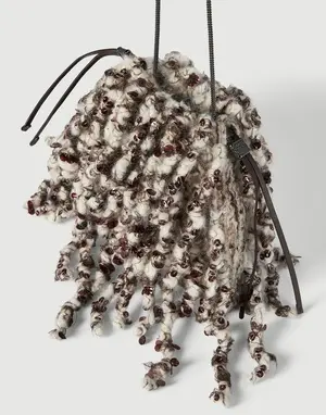 Brunello Cucinelli Dazzling Twist Embroidery Pouch Bag With Precious Chain