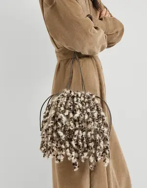 Brunello Cucinelli Dazzling Twist Embroidery Pouch Bag With Precious Chain