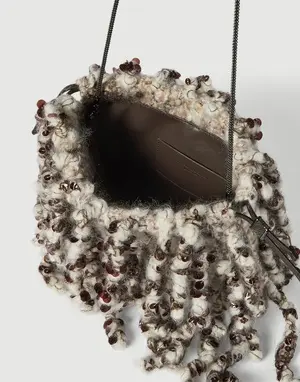 Brunello Cucinelli Dazzling Twist Embroidery Pouch Bag With Precious Chain